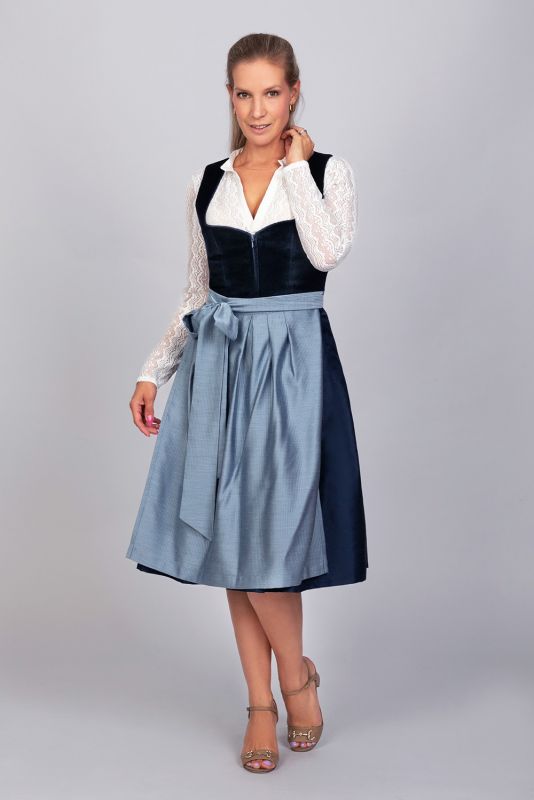 Midi Dirndl Luna Samt Blau